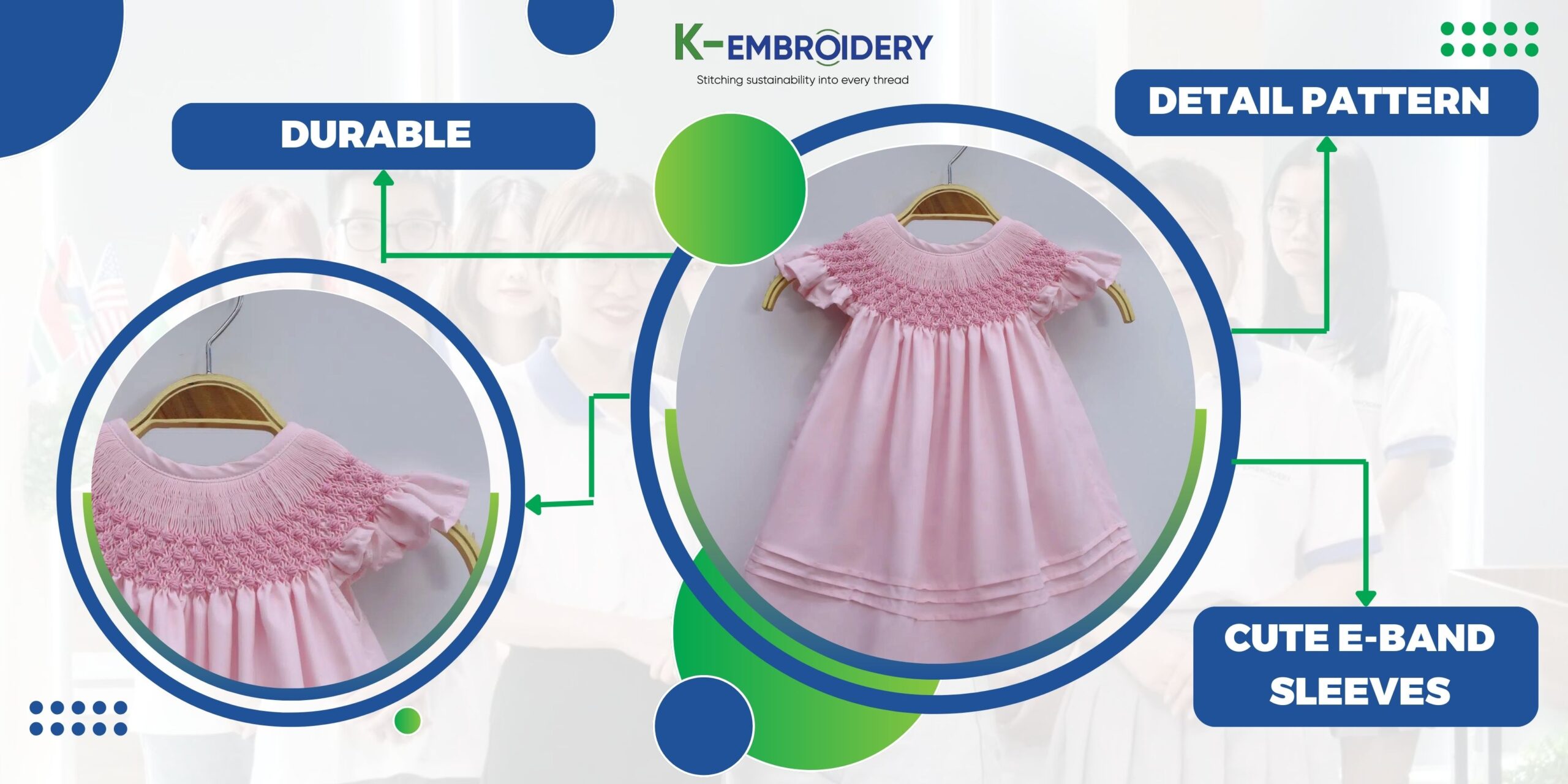 Simple Smocked Pattern Baby Pink Dress For Girls - SG140