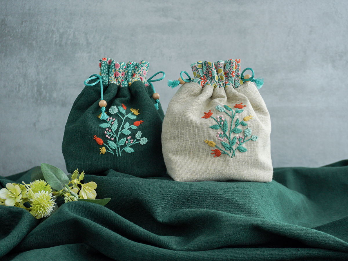 Hand Embroidered Pouch - K - Embroidery