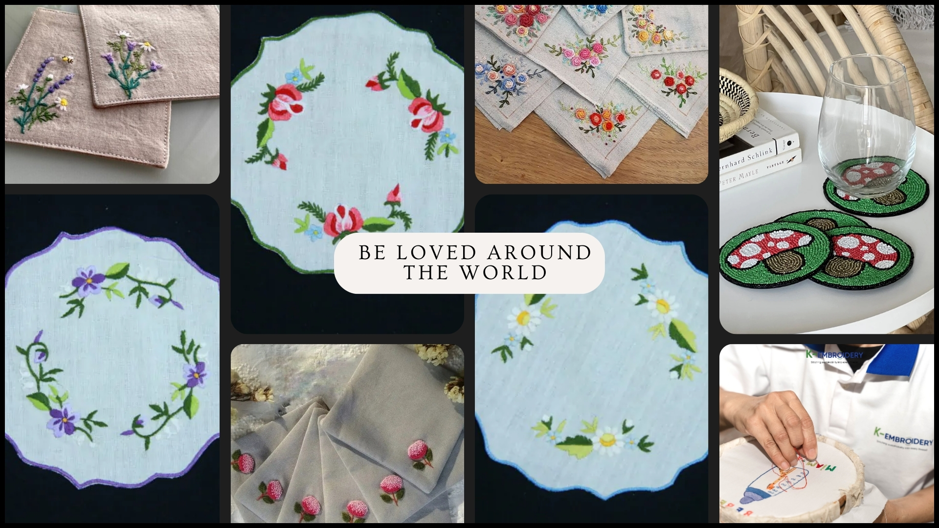Hand Embroidered Coasters - K - Embroidery